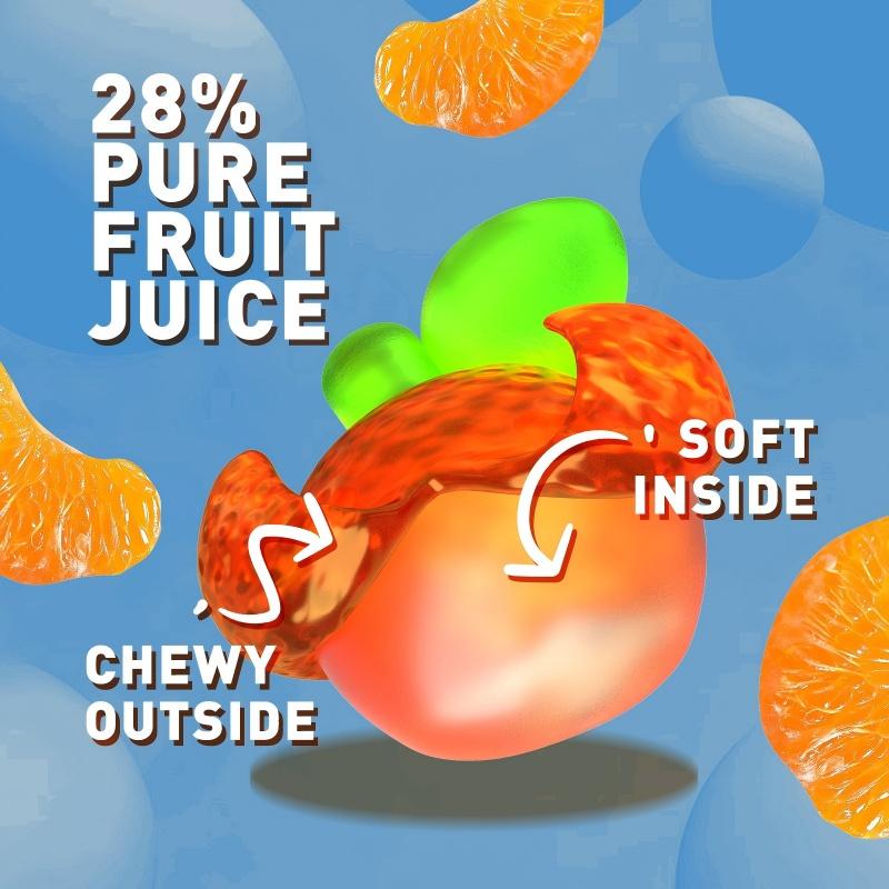 Kozed Peelable Gummy Candy (24 Bags / Carton) - 3d Orange Gummy Candy