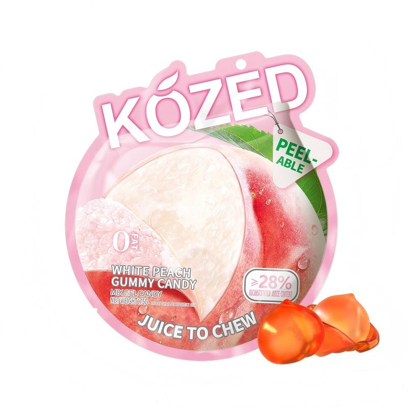 Kozed Peelable Gummy Candy (24 Bags / Carton) - White Peach Gummy Candy